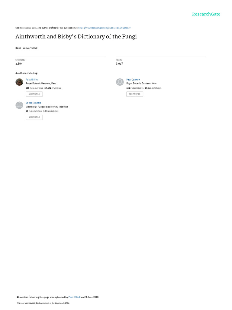 Dictionary of The Fungi | PDF