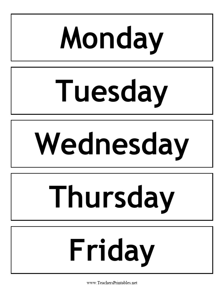 Calendar Weekdays | PDF