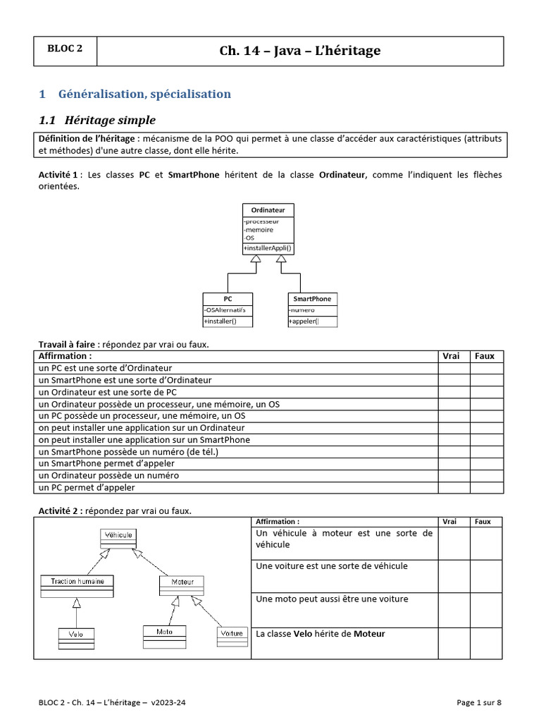 C10 Heritage Java v2023-24 | PDF | Classe (informatique) | Java (Langage de programmation)