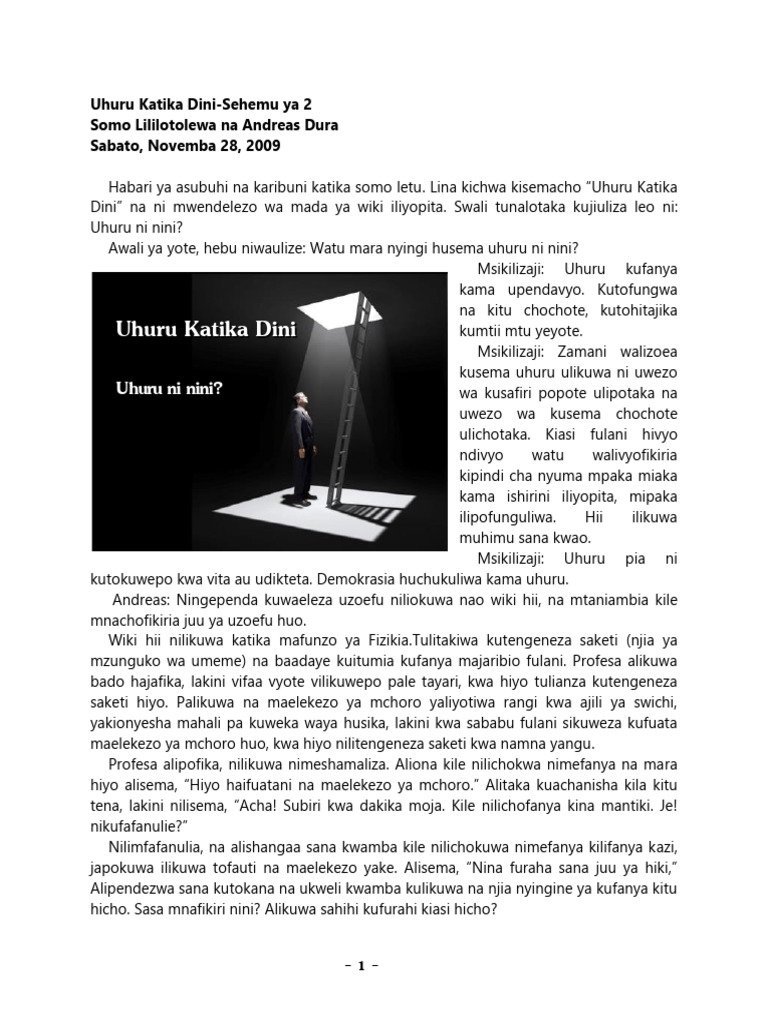 2009-11-28 Uhuru Katika Dini-Sehemu Ya 2 | PDF