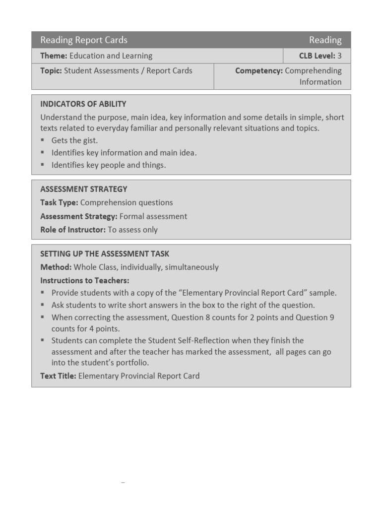 ED R3 D Reading Report Cards | PDF | Intelligence | Cognitive Science