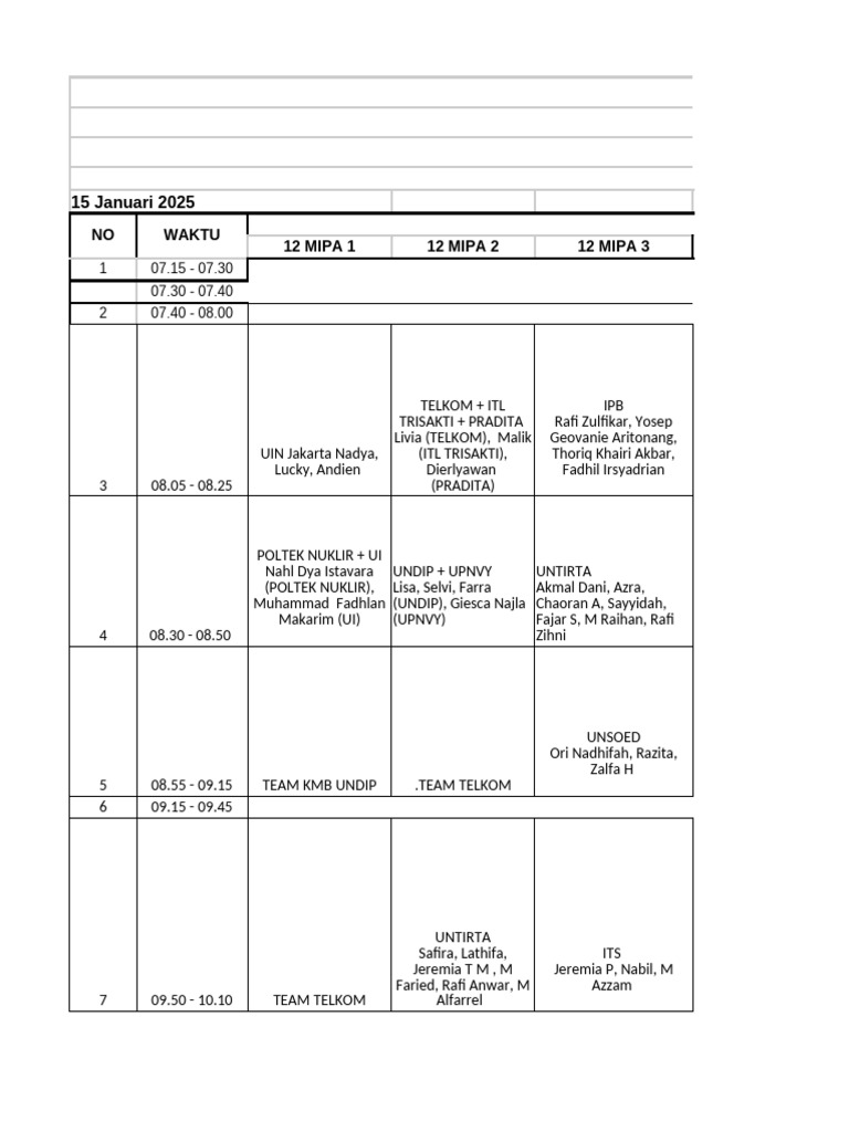 Jadwal Sosialisasi Kampus 2025 | PDF