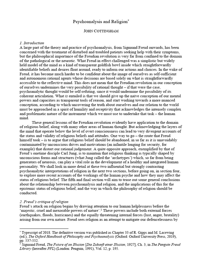 Psychoanalysis and Religion | PDF | Carl Jung | Sigmund Freud