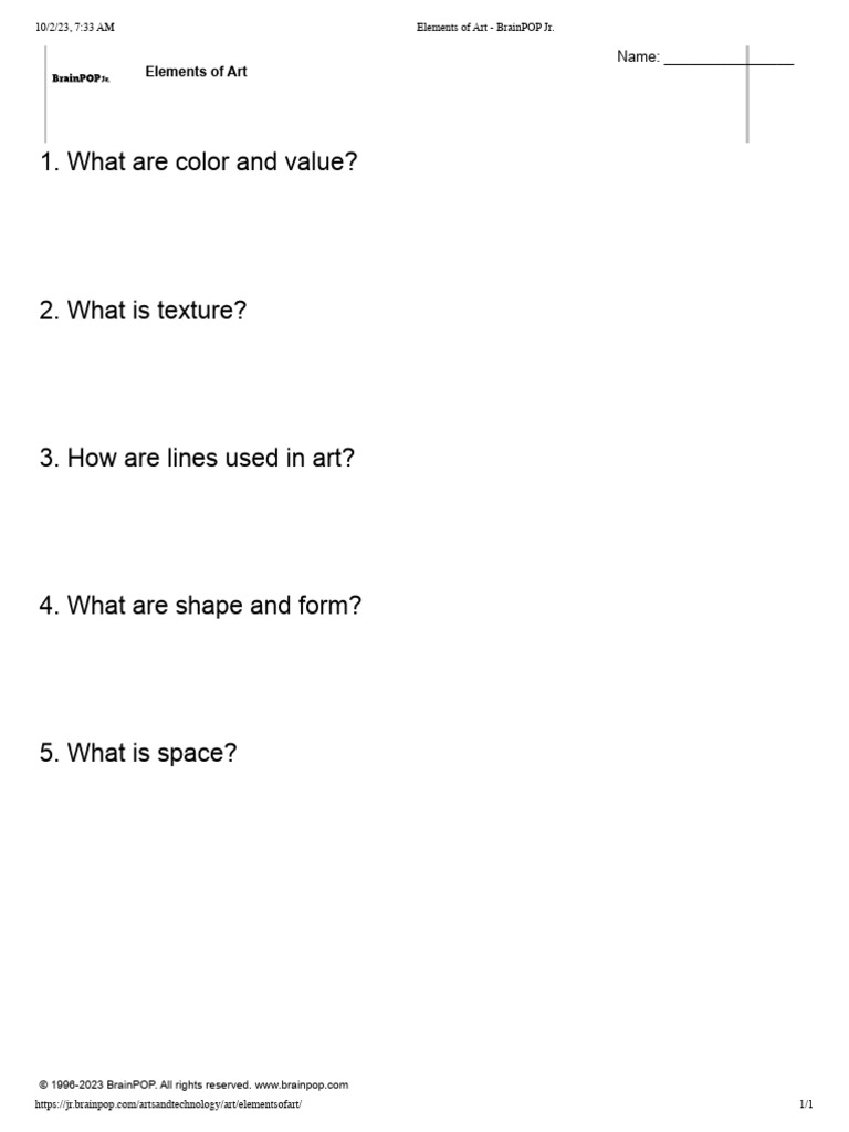 Elements of Art - BrainPOP JR | PDF