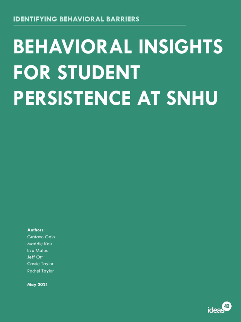 Behavioral Barriers to Student Persistence | PDF | Bias | Behavioural ...