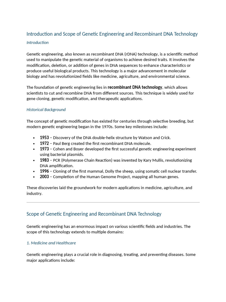 Overview of Genetic Engineering Techniques | PDF | Molecular Cloning ...