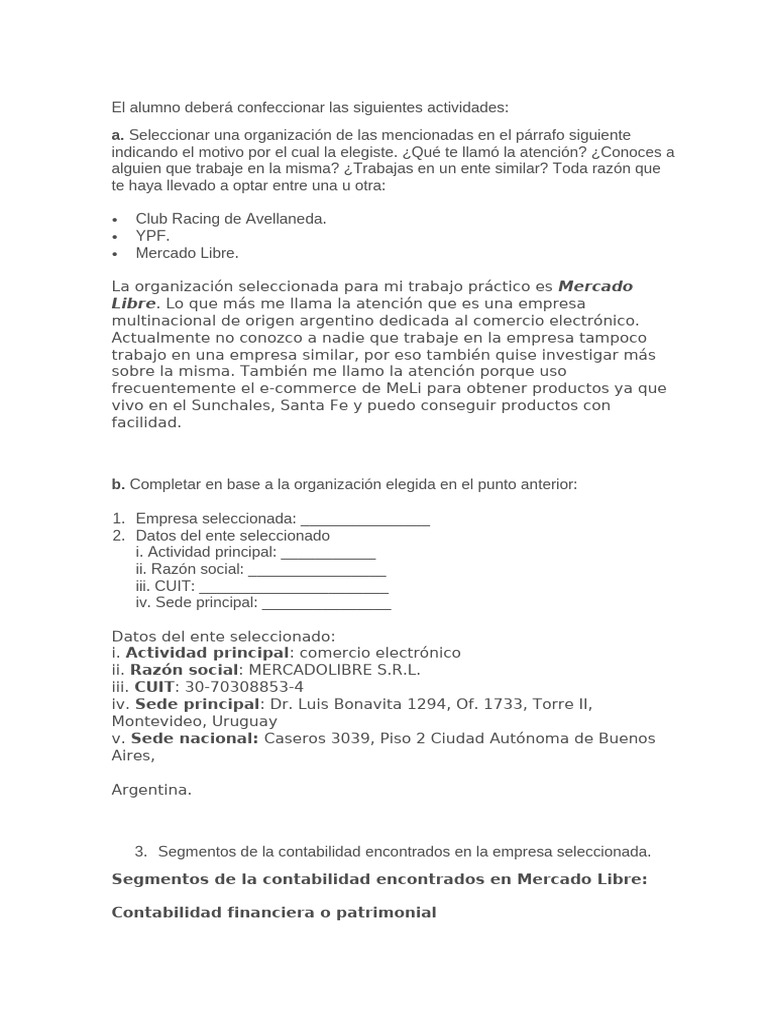 TP 1 - PRINCIPIOS A LA CONTABILIDAD TRABAJO A ENTREGAR | PDF | Business | Contabilidad