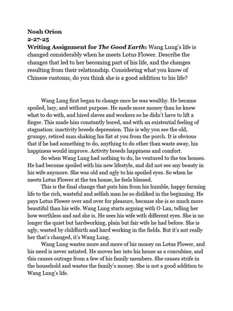 the good earth Lotus essay | PDF