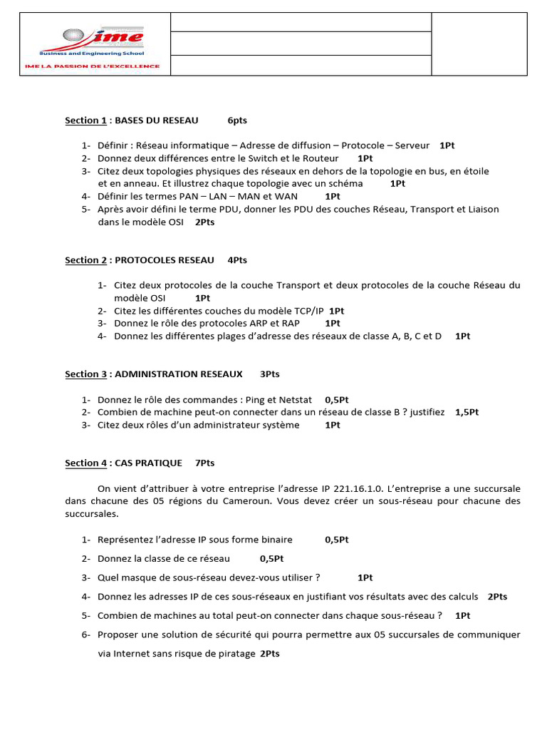 Contrôle Continu Réseaux : Concepts et Pratiques | PDF
