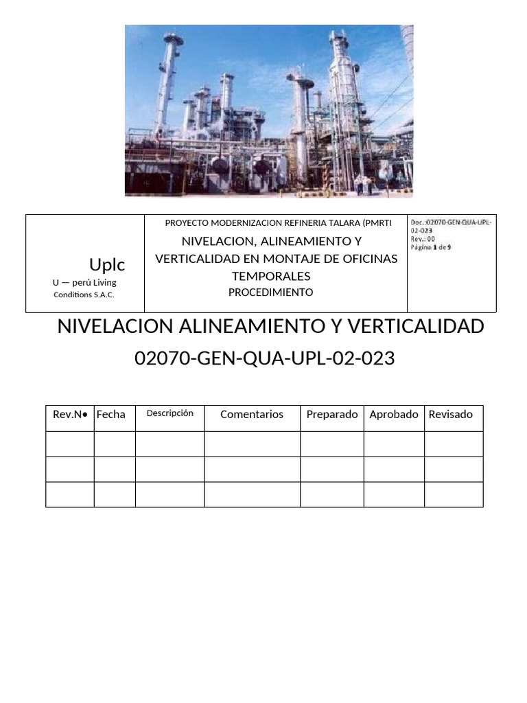 Procedimiento de Montaje en Refinería Talara | PDF | Hormigón | Columna