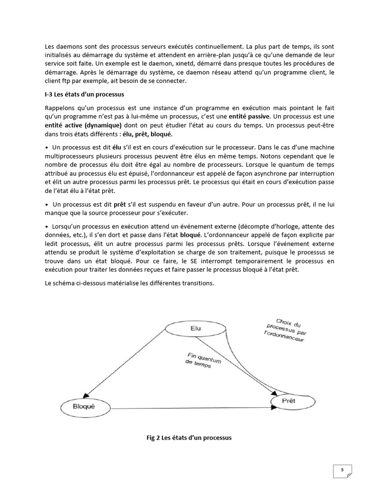 Processus État | PDF | Thread (informatique) | Processus (informatique)