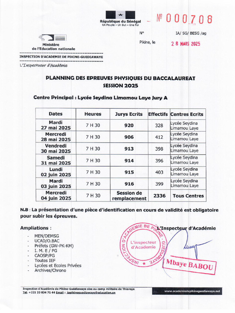 Planning EPS Bac 2025 LSLL J A | PDF