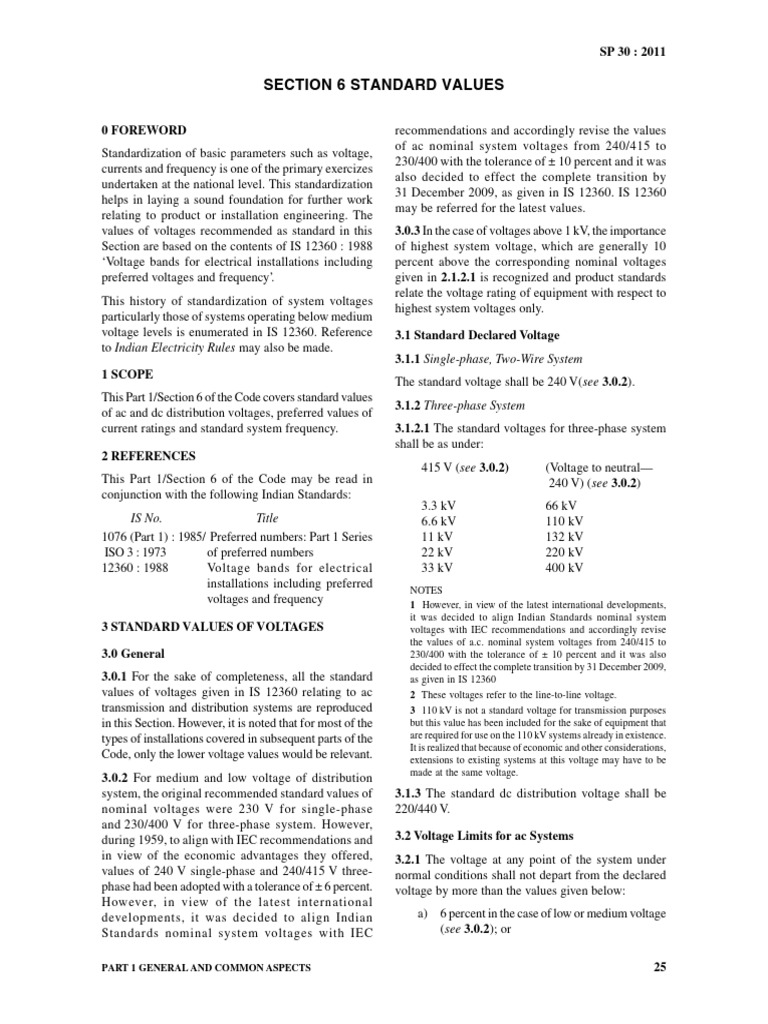 Standard Values for Electrical Systems | PDF | Electric Power ...