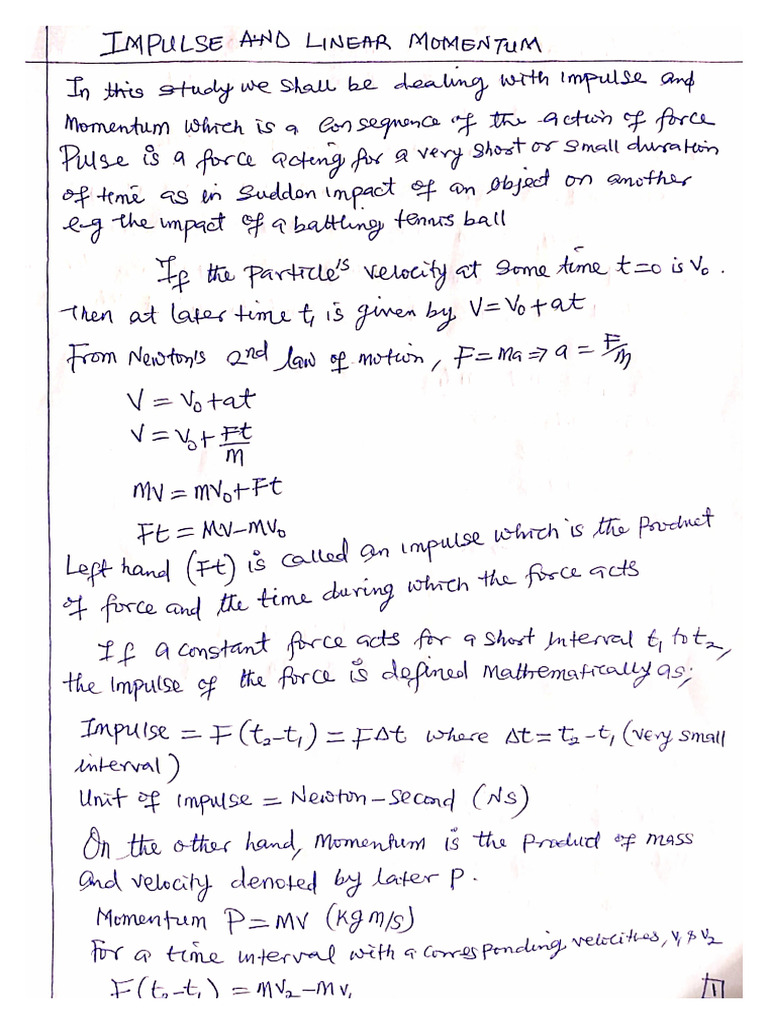 Impulse and Momentum Lecture Notes | PDF