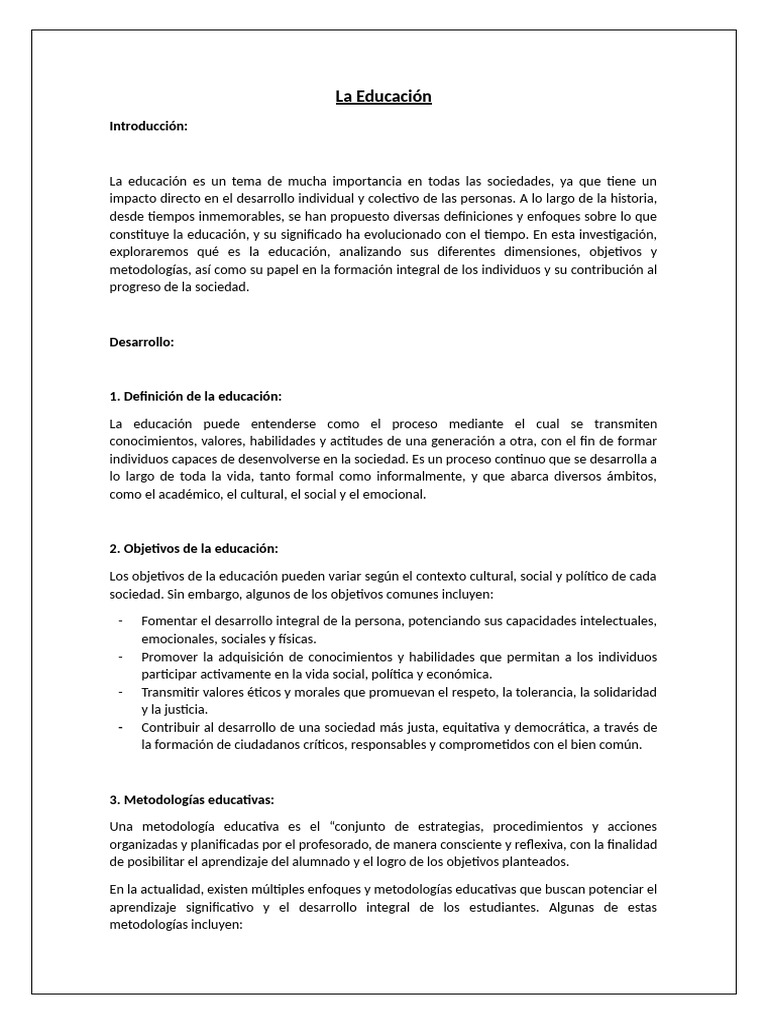 La Educación | PDF | Sociedad | Aprendizaje