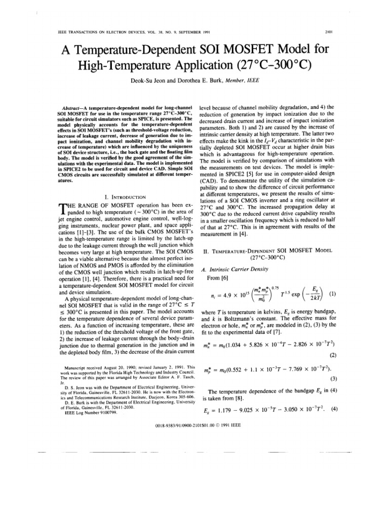 1991 - JEON - A Temperature-Dependent SOI MOSFET Model For High ...