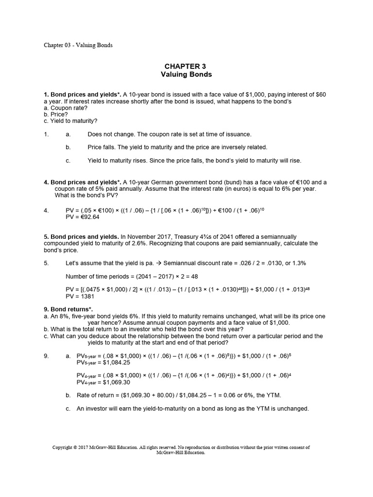 Lecture 3, Exercises With Solutions | PDF | Yield (Finance) | Bonds (Finance)