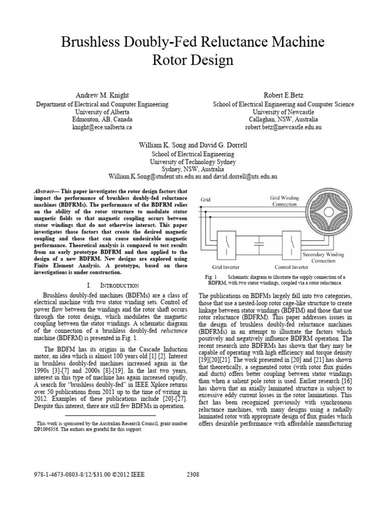 2012 - Brushless Doubly-Fed Reluctance Machine Rotor Design | PDF | Electric Motor | Root Mean ...