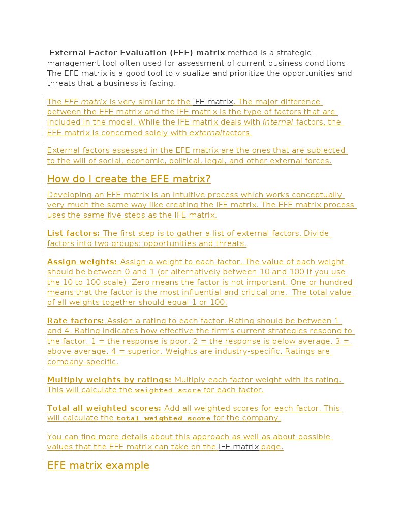 External Factor Evaluation | PDF | Weight | Matrix (Mathematics)