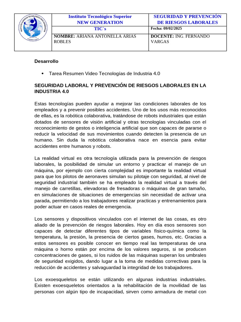 TAREA DE TICS - Video Tecnologías de Industria 4.0 | PDF | Realidad virtual | Robot