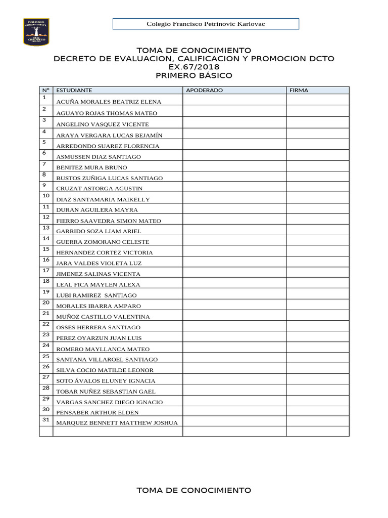 Documentos Educativos Colegio Petrinovic | PDF