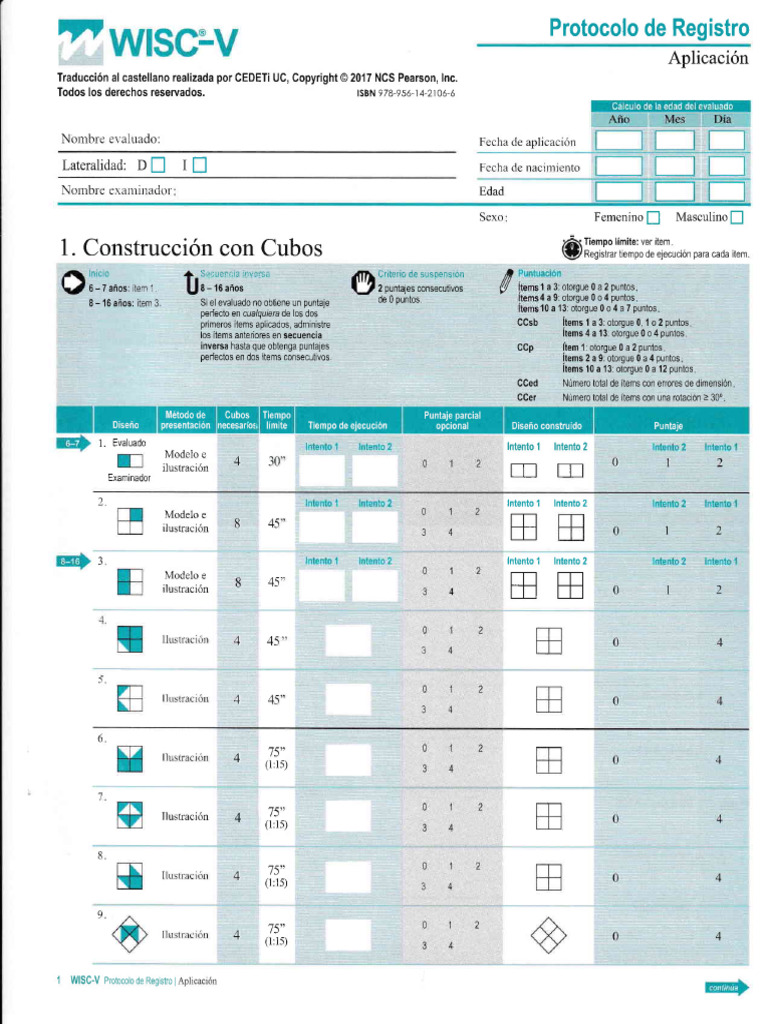 Wisc V Protocolo de Registro Aplicacion-20221011-0001 | PDF