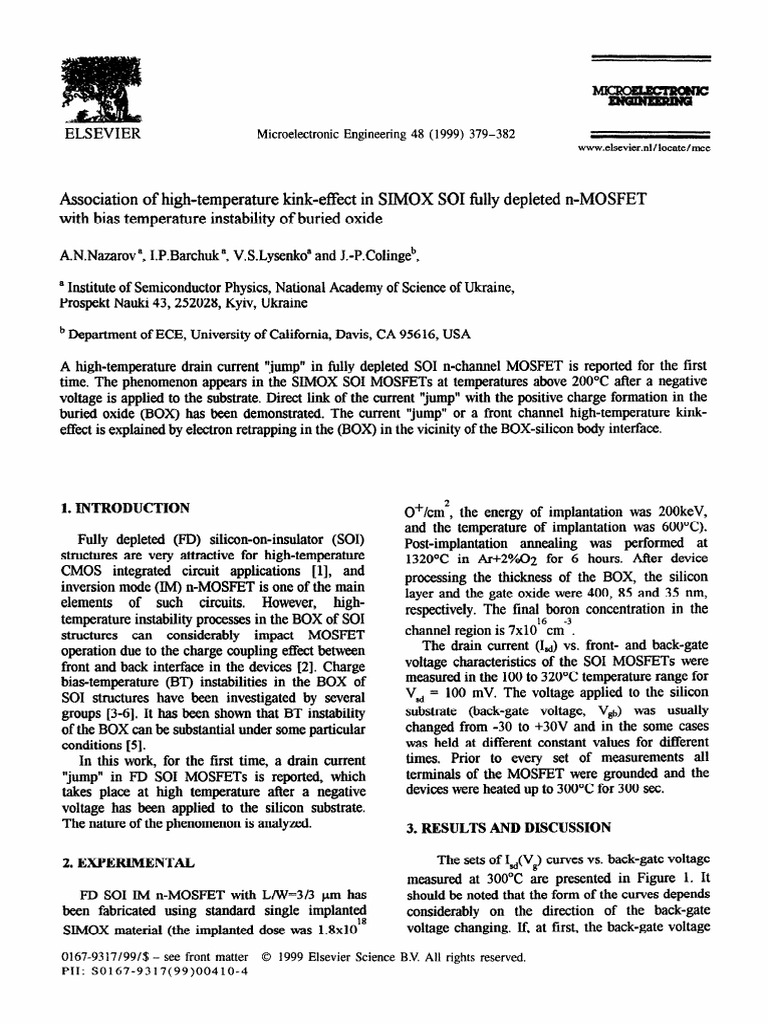 Association of High-Temperature Kink-Effect in SIMOX SOI Fully Depleted ...
