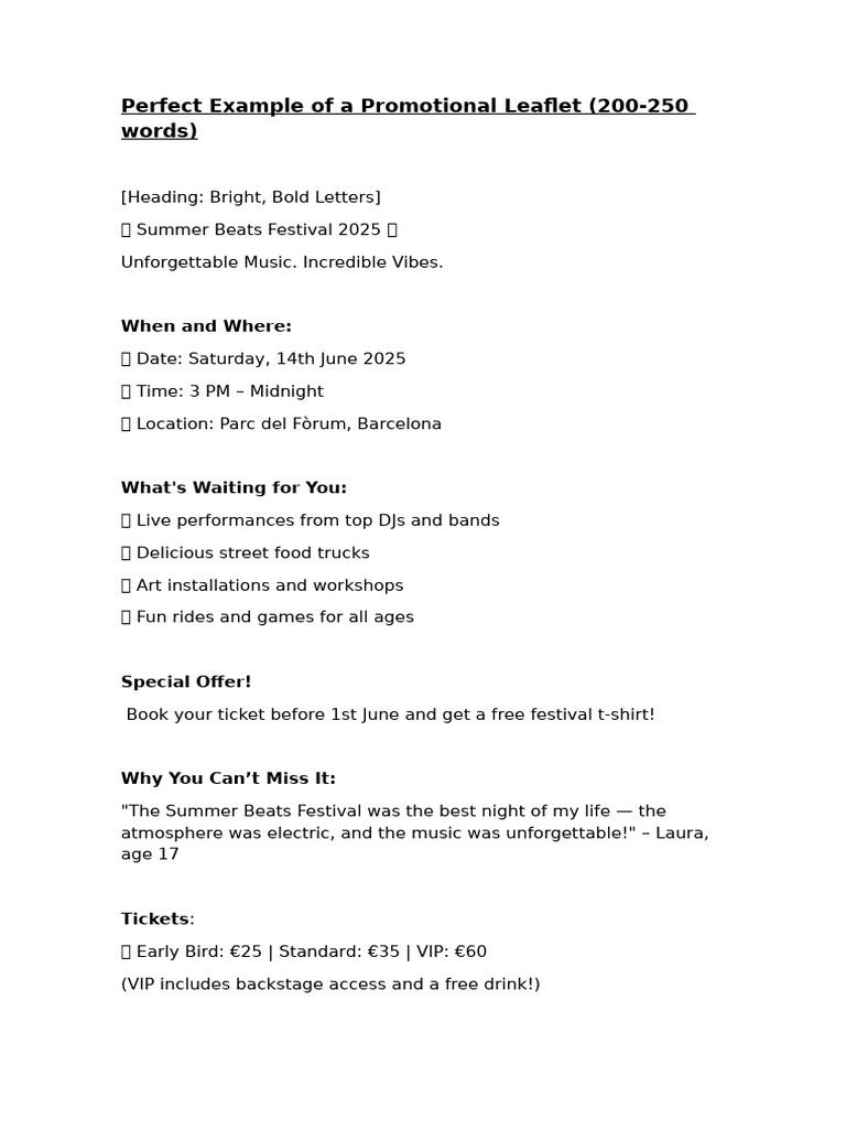 Example and step by step guide for leaflet writing | PDF