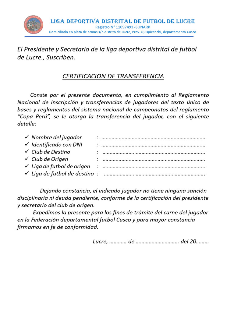 Documento de La Liga de Lucre Tranferencia | PDF