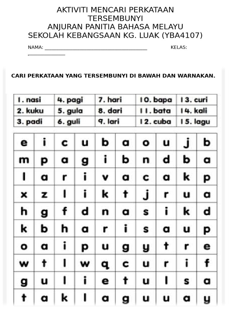 Cari Perkataan Tersembunyi | PDF