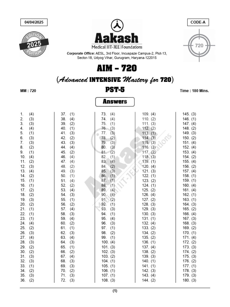 Intensive - PST - 05 | PDF