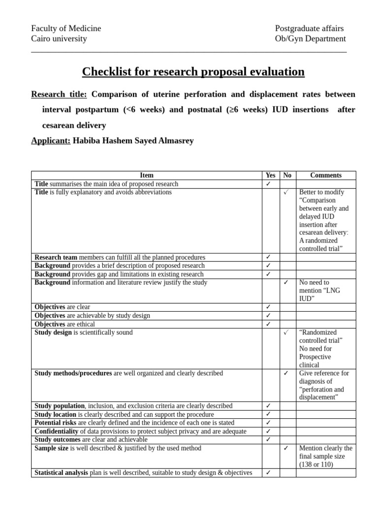 Ob - Gyn Proposal Review Form | PDF | Obstetrics