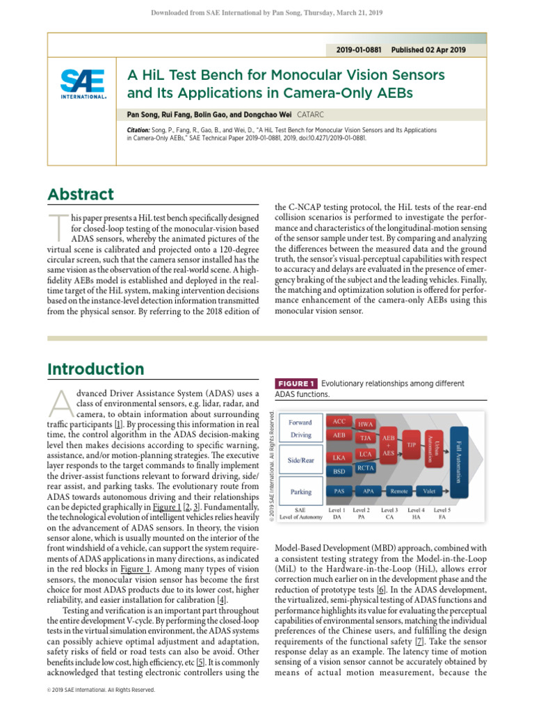 HiL Test Bench for Monocular Vision Sensors | PDF | Visual Perception ...