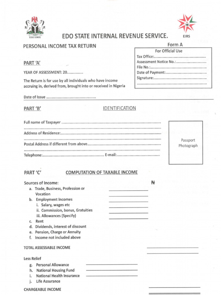 Personal Income Tax Form a 1 | PDF