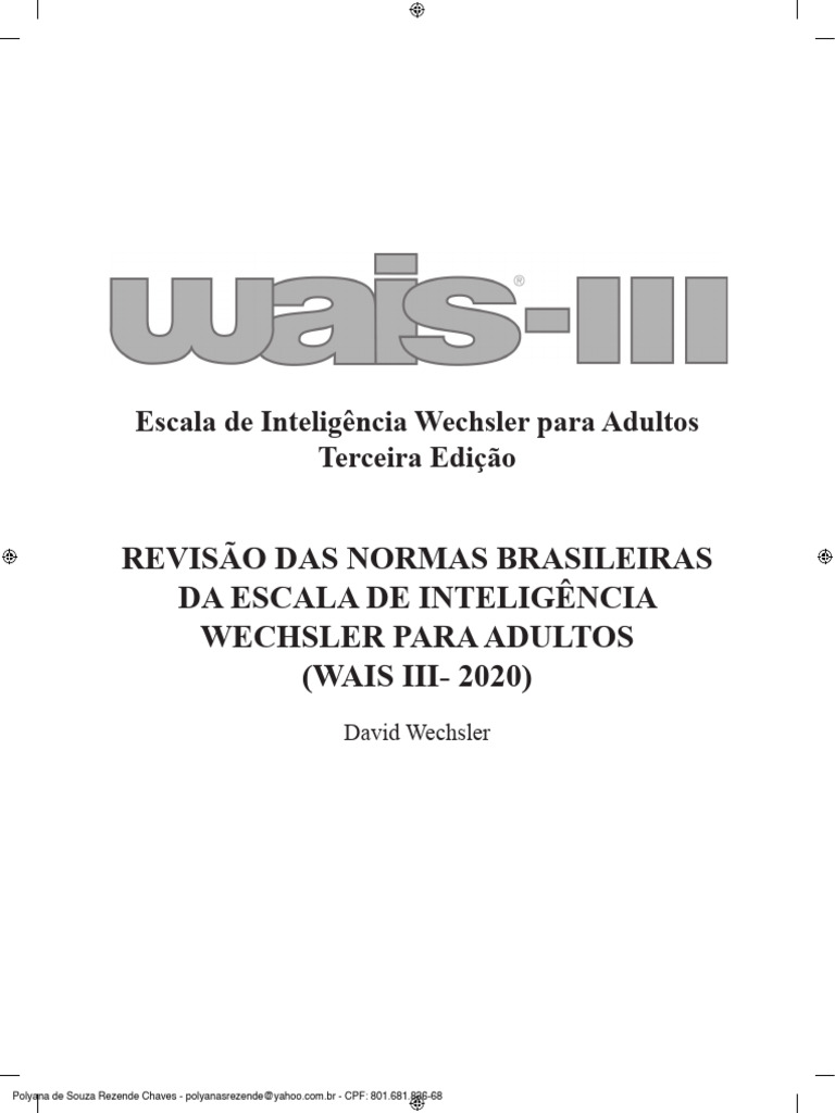 Tabelas Normativas Wais Iii 2020 | PDF | Quociente de inteligência ...