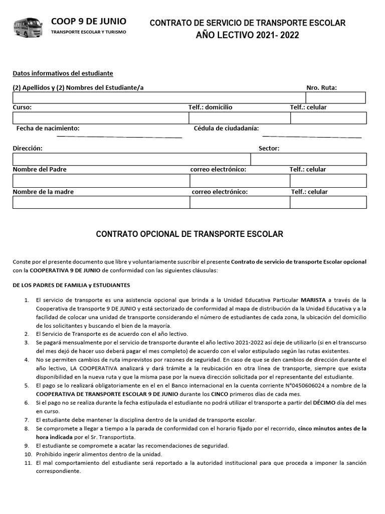 Contrato de Padres de Familia Marista | PDF