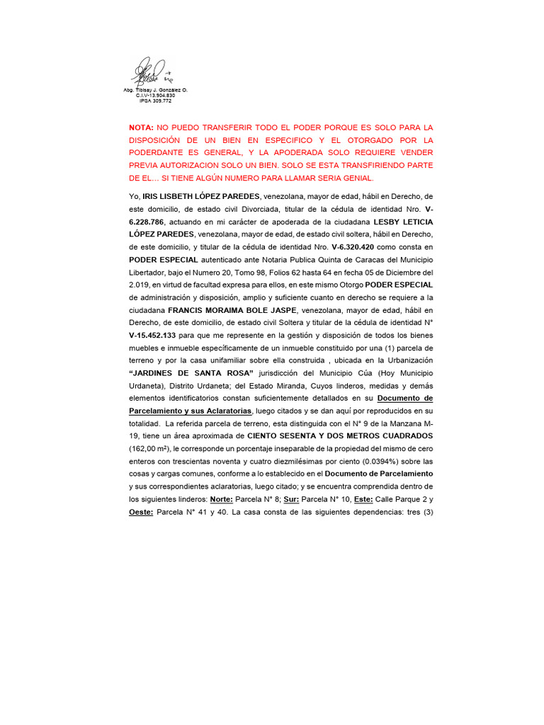 PODER CON NOTA PARA NOTARIA | PDF