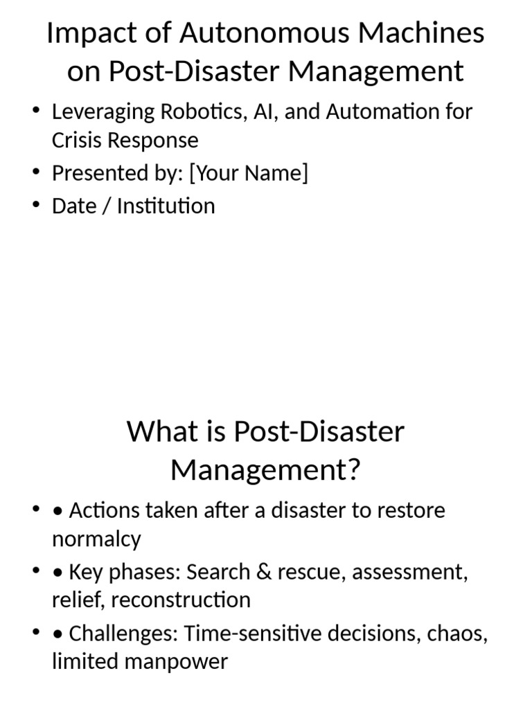 Autonomous Machines in Disaster Response | PDF | Artificial ...