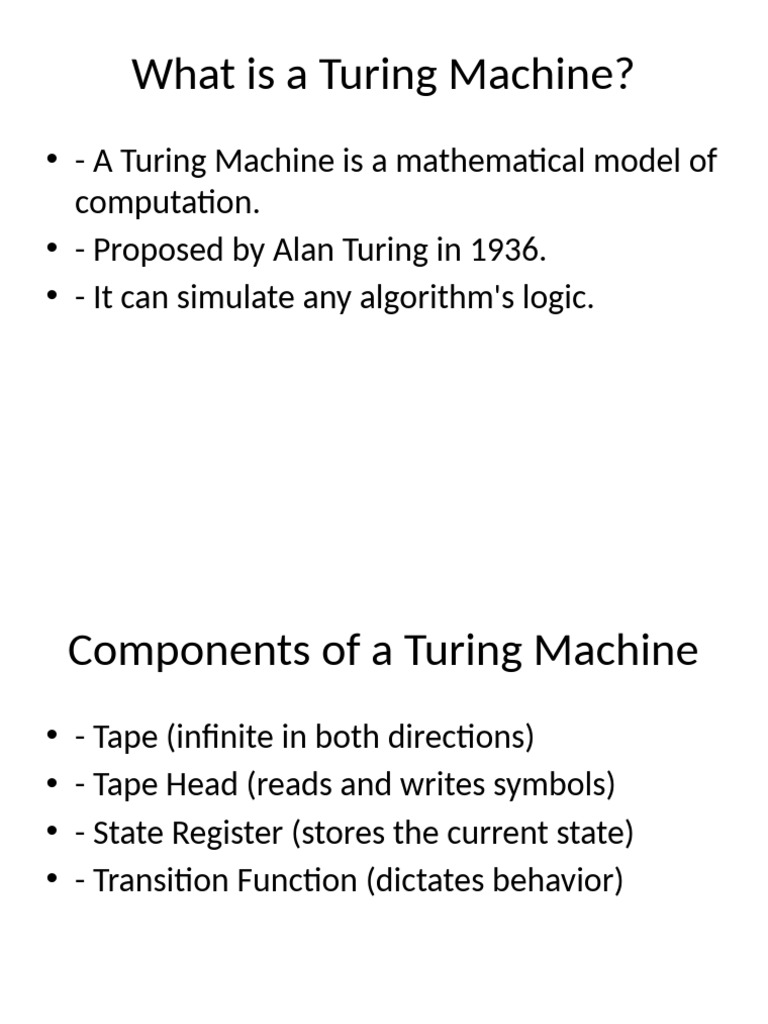 Components of a Turing Machine | PDF