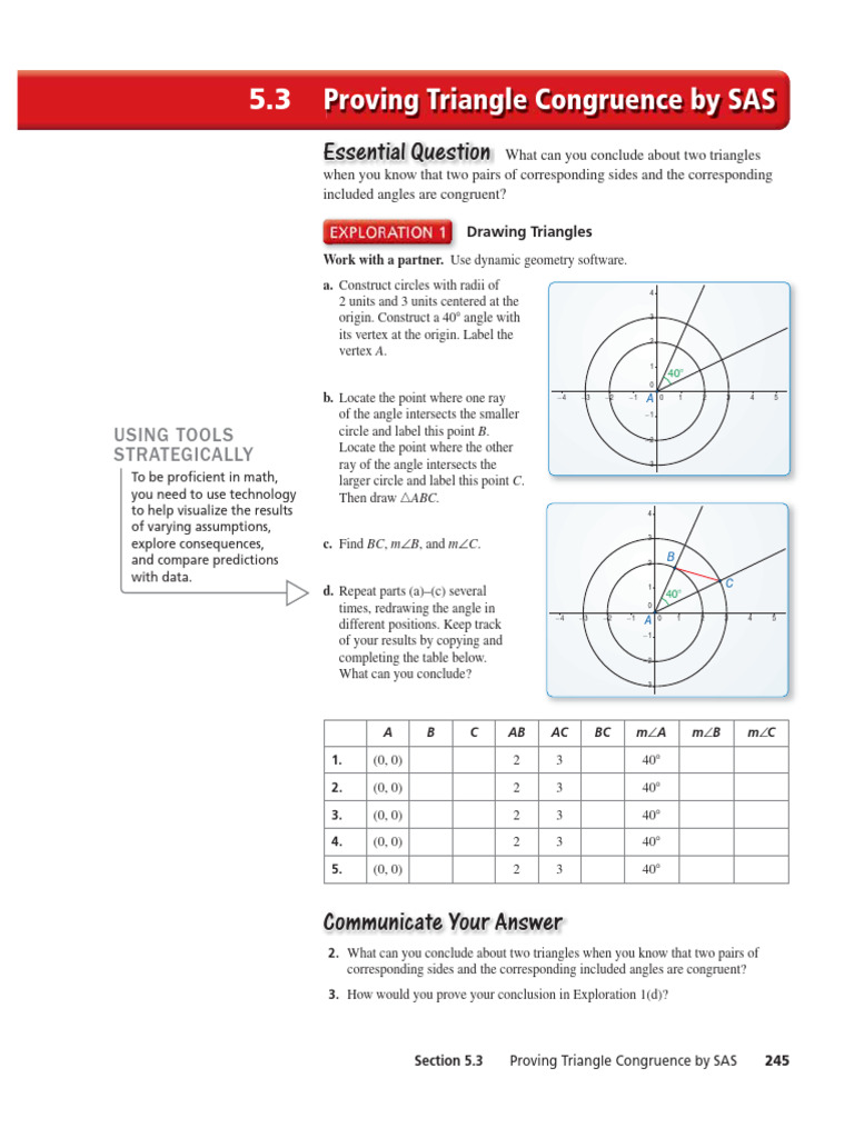 Geometry 5.3 Proving Triangle Congruence by SAS | PDF | Geometric ...