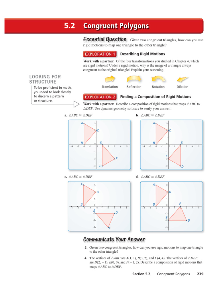 Rigid Motions and Triangle Congruence | PDF | Triangle | Mathematics
