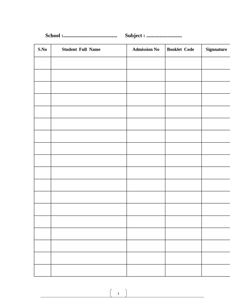 Attendance Biftu No. | PDF