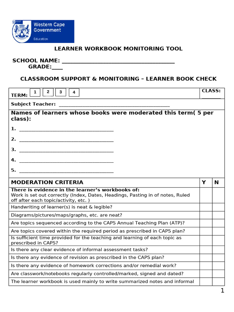 Learner Workbook Monitoring Tool | PDF | Learning | Intelligence