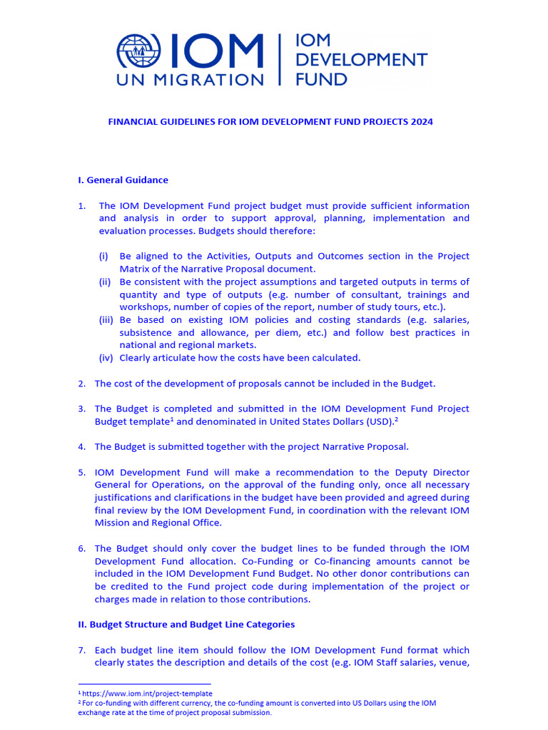 Iom Development Fund Financial Guidelines 2024 | PDF | Budget | Expense