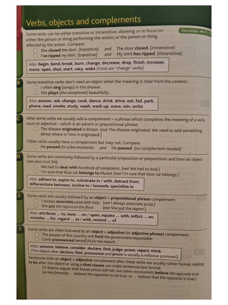 Verbs, Objects and Complements P | PDF