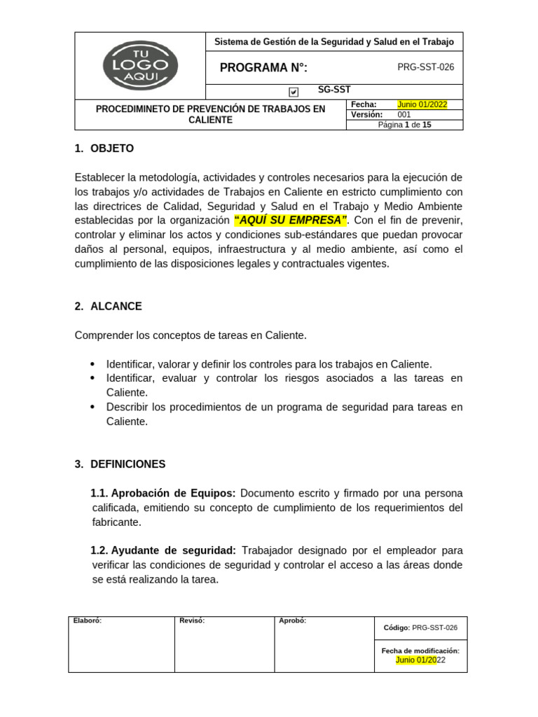 PRC-SST-026 Procedimiento de Prevención de Trabajos en Caliente | PDF | Soldadura | Construcción
