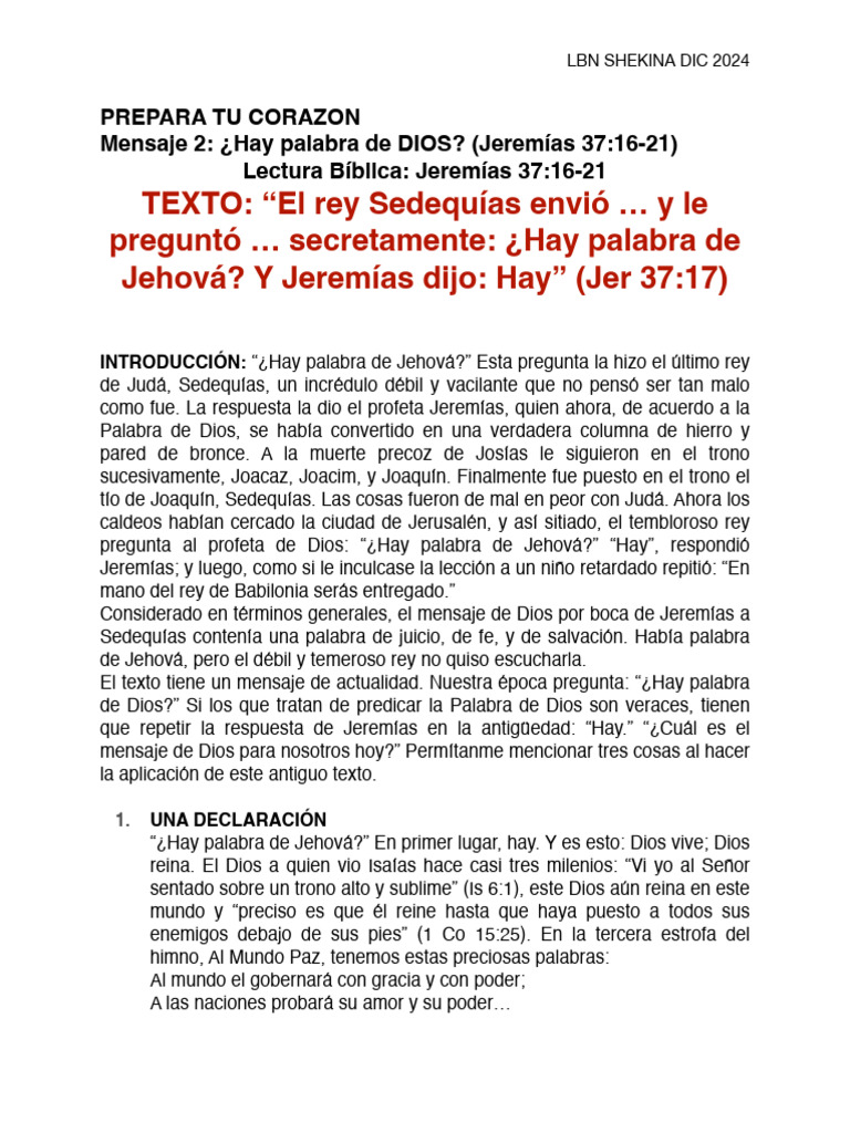 Prepara Tu Corazon 2 | PDF | Jeremías | Pecado