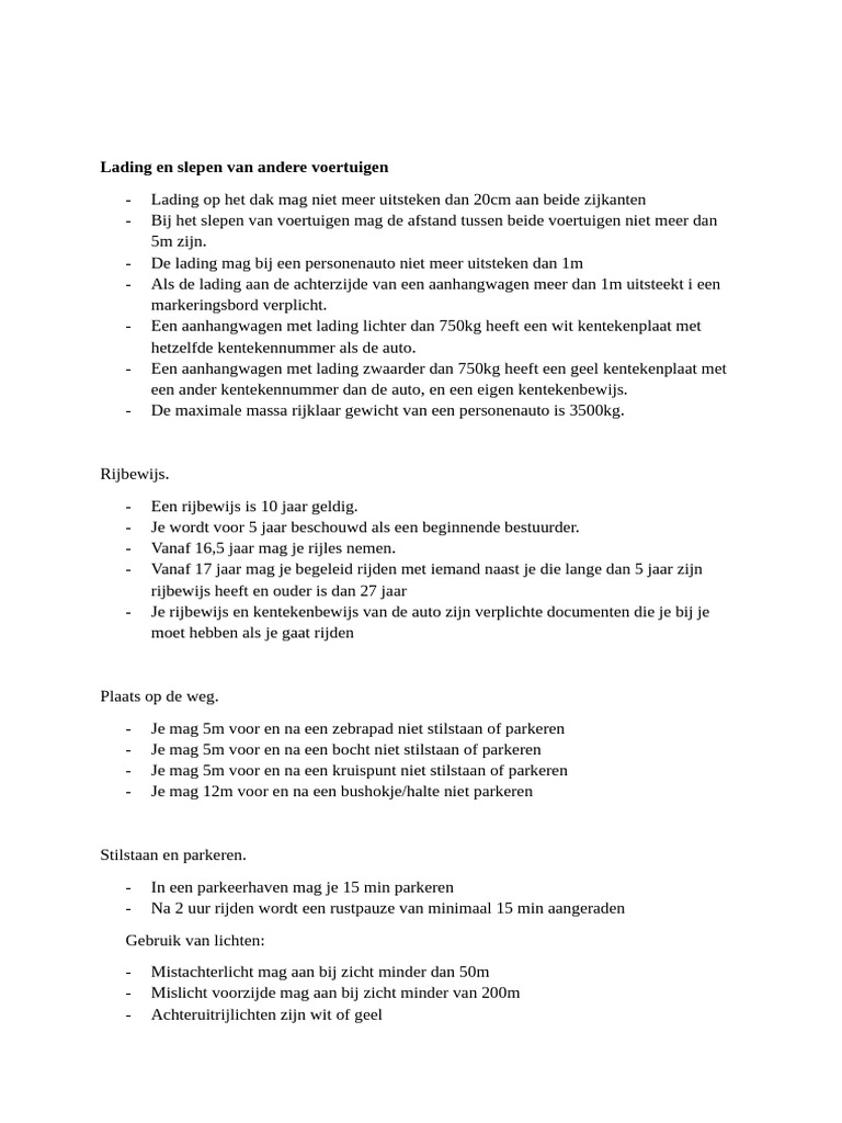 Theorie Auto Cheat Sheet | PDF