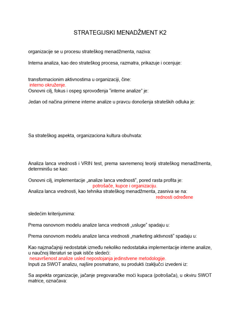 Strategijski Menadžment K2 | PDF
