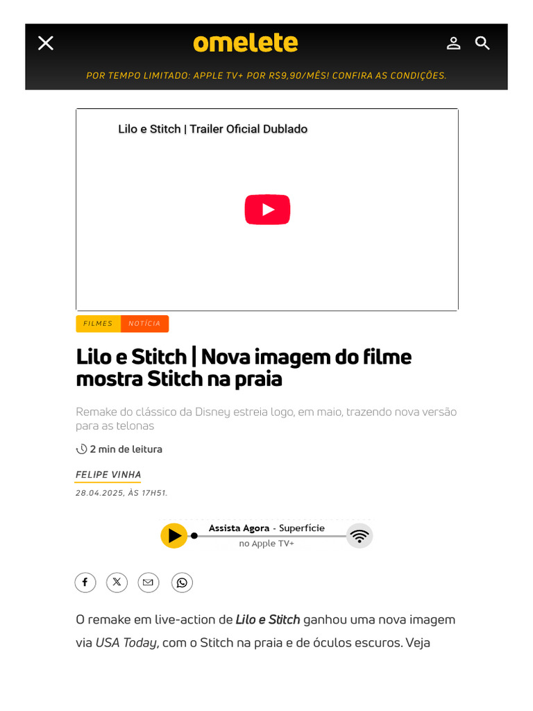 Lilo e Stitch _ Nova imagem do filme mostra Stitch na praia | PDF | The ...